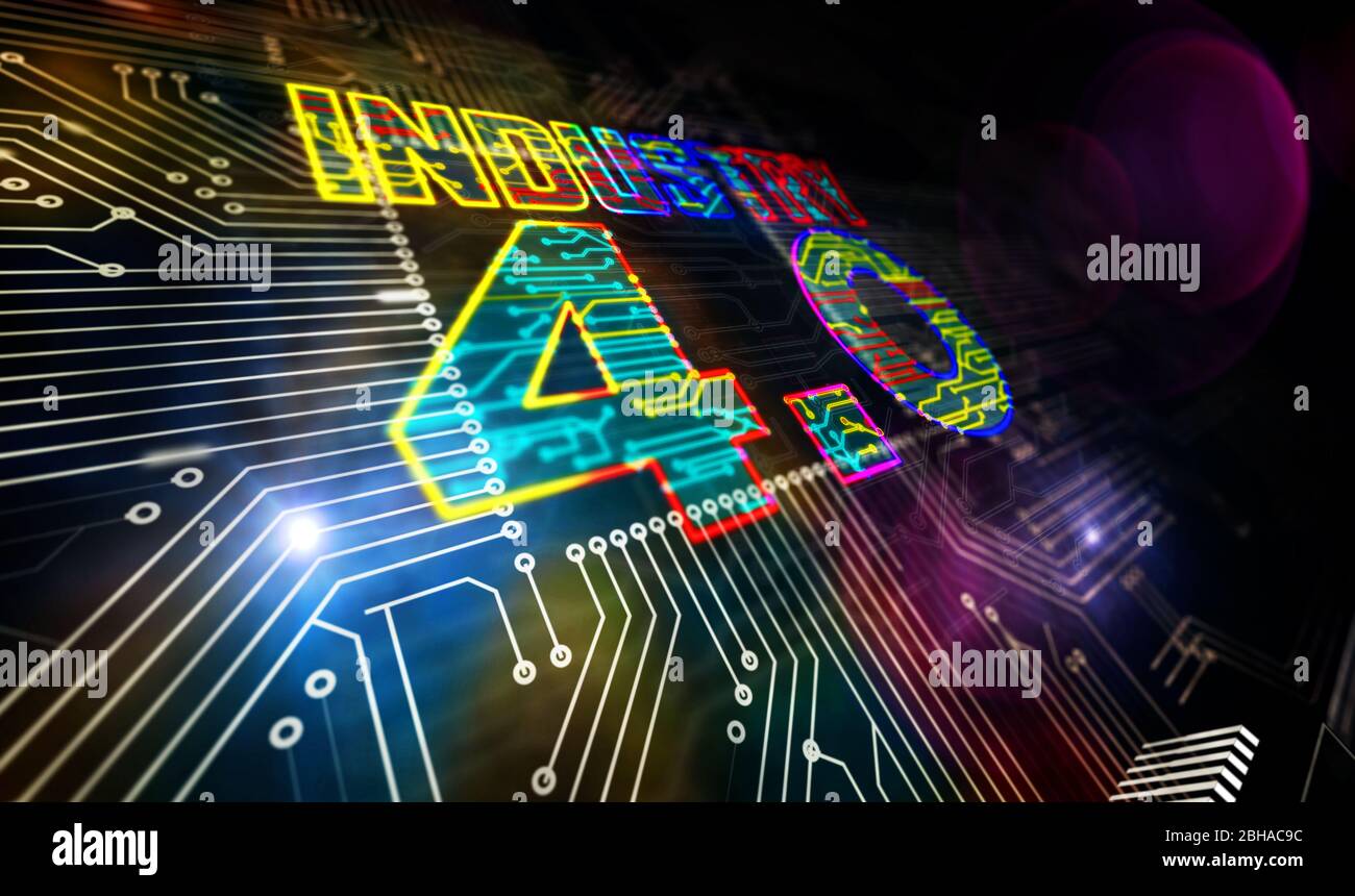 Industry 4.0, innovation and modern digital technology. Futuristic ...