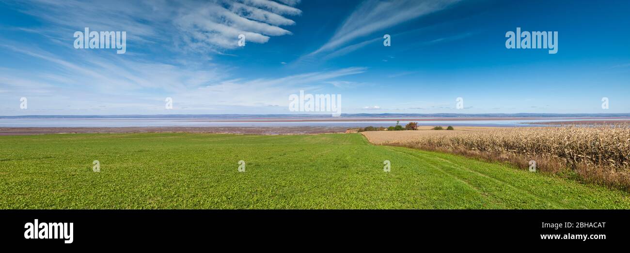 Canada, Nova Scotia, Noel Shore, farm field by the Minas Basin Stock ...