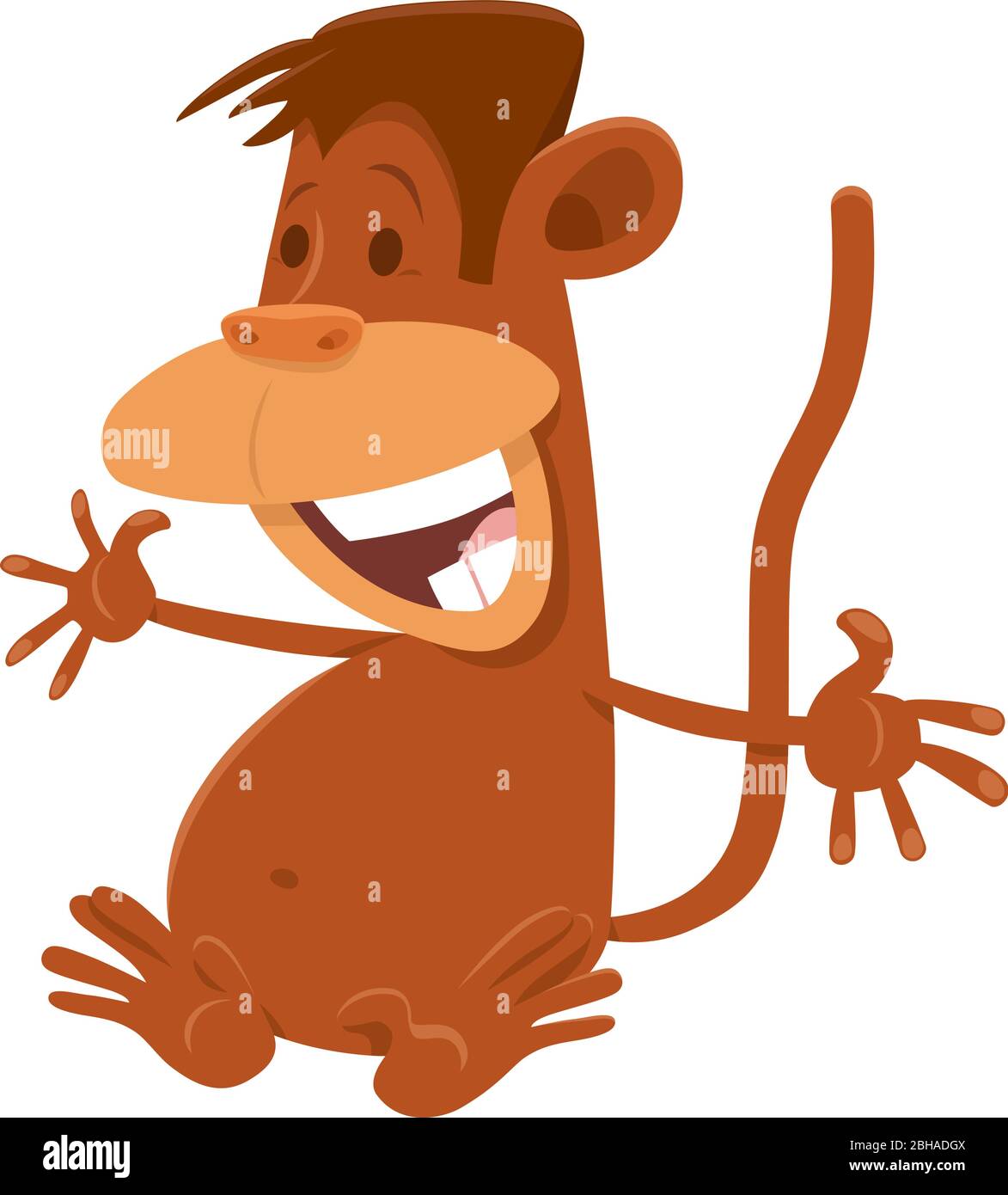 Cartoon Illustration of Happy Monkey Comic Wild Animal Character Stock ...