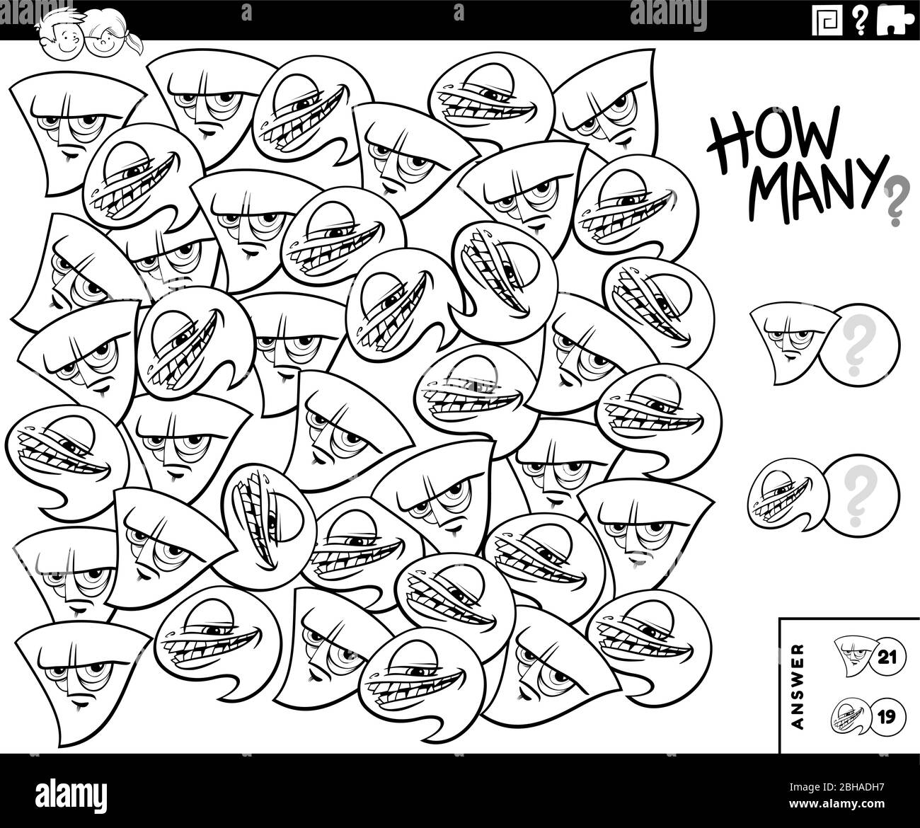 Black and White IIllustration of Educational Counting Task for Children ...
