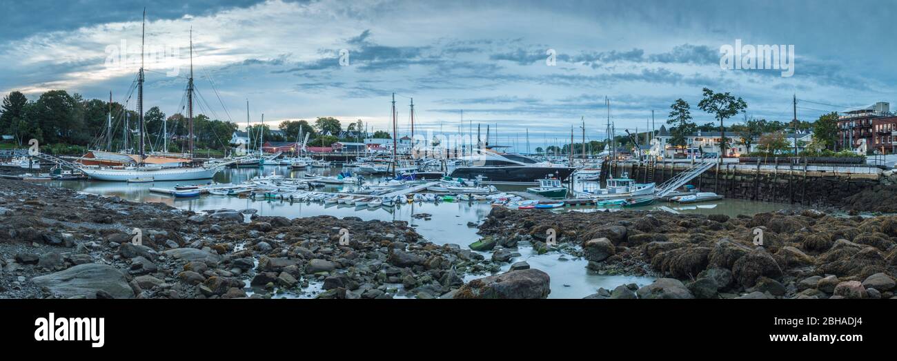 USA, Maine, Camden, Camden Harbor with schooners, dawn Stock Photo - Alamy