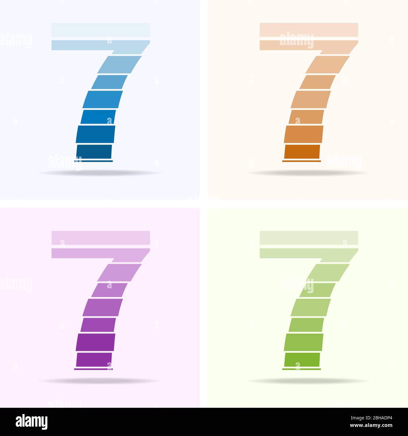 Number 7 logo set, modern emblem, desing element template. Number ...
