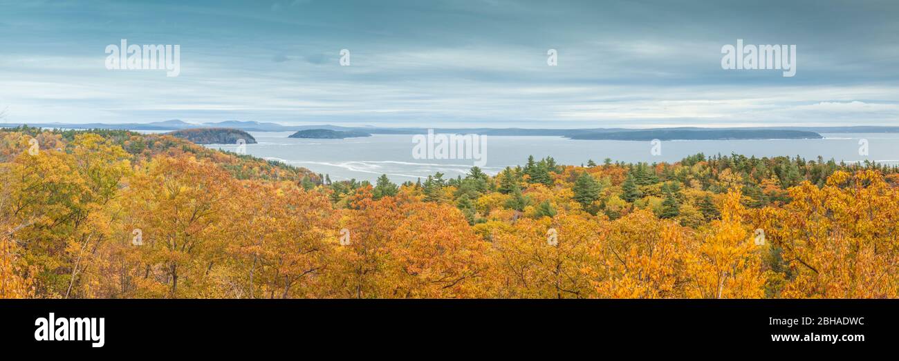 USA, Maine, Mt. Desert Island, Acadia National Park, elevated view of ...