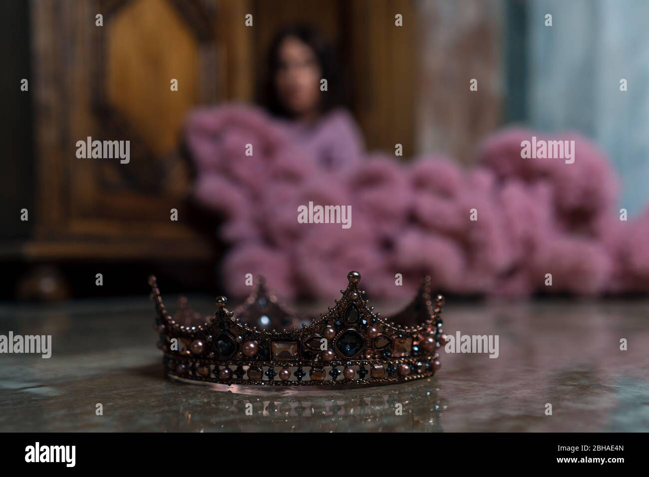 Crown With Woman on Background. Destroying Human ego, Self Assurance ...