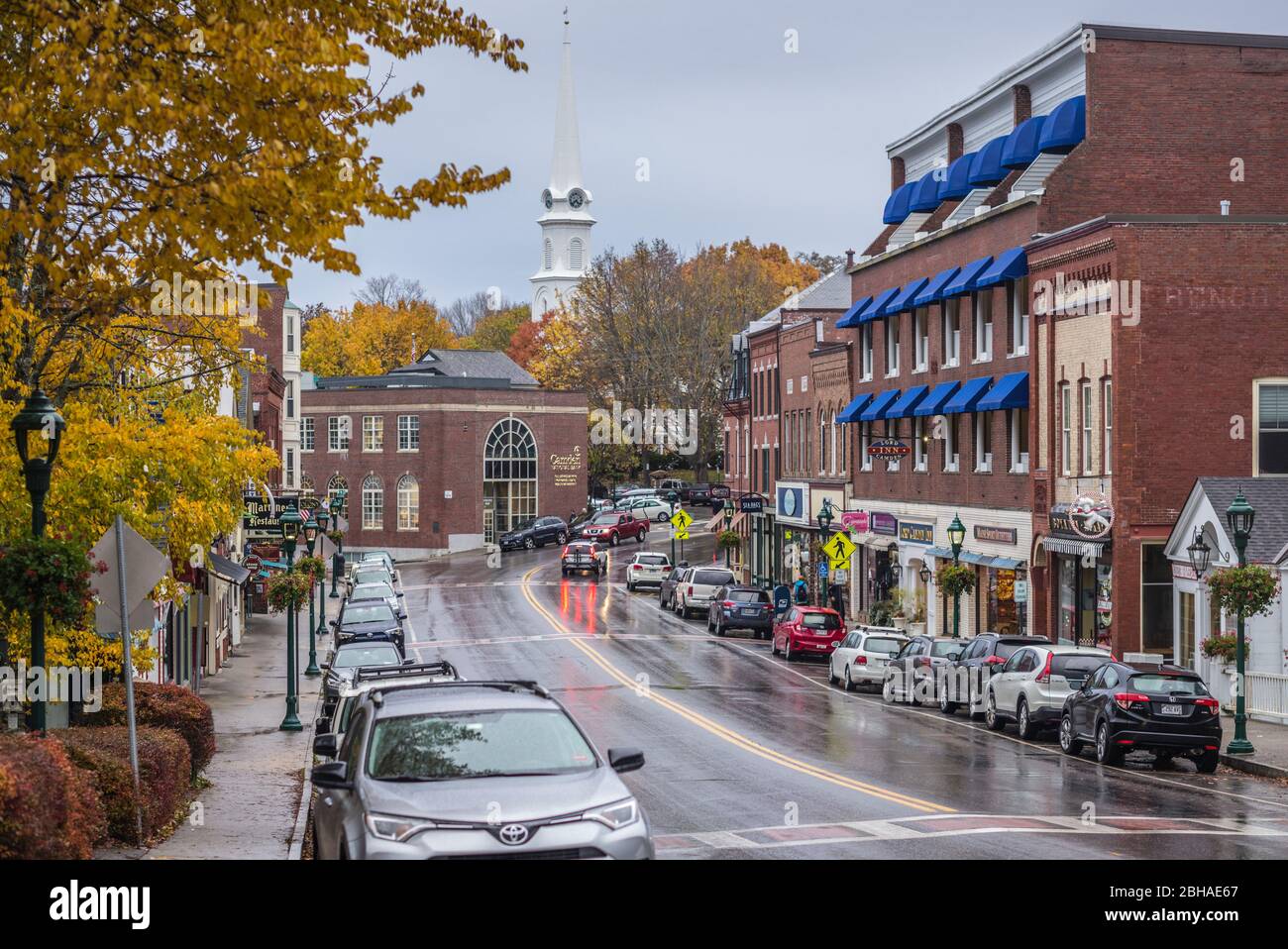 USA, Maine, Camden, downtown along US Rt. 1, autumn Stock Photo - Alamy