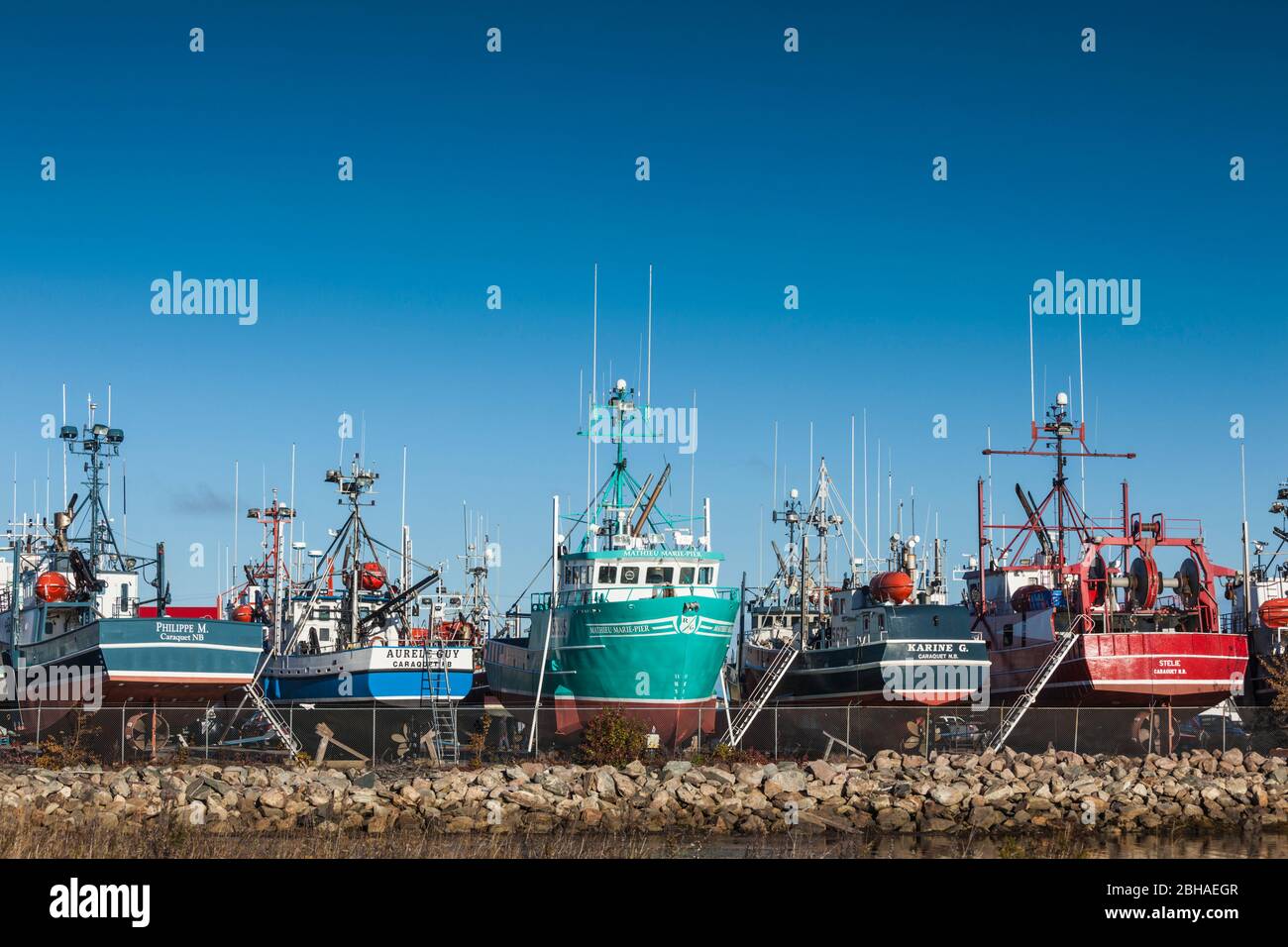 Canada, New Brunswick, Acadian Peninsula, Shippagan, fishing boats in ...