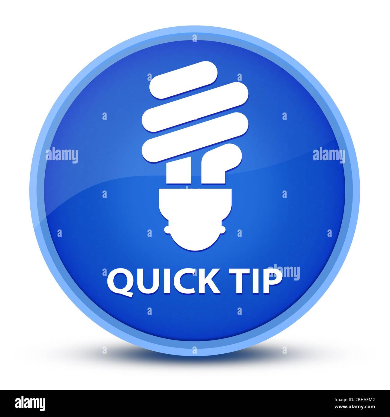 Quick tip (Bulb icon) icon isolated on special blue round button ...