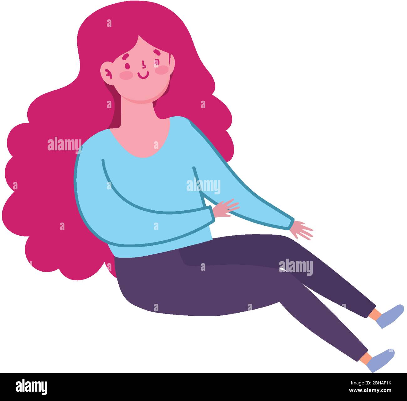 young woman sitting character isolated icon on white background vector ...