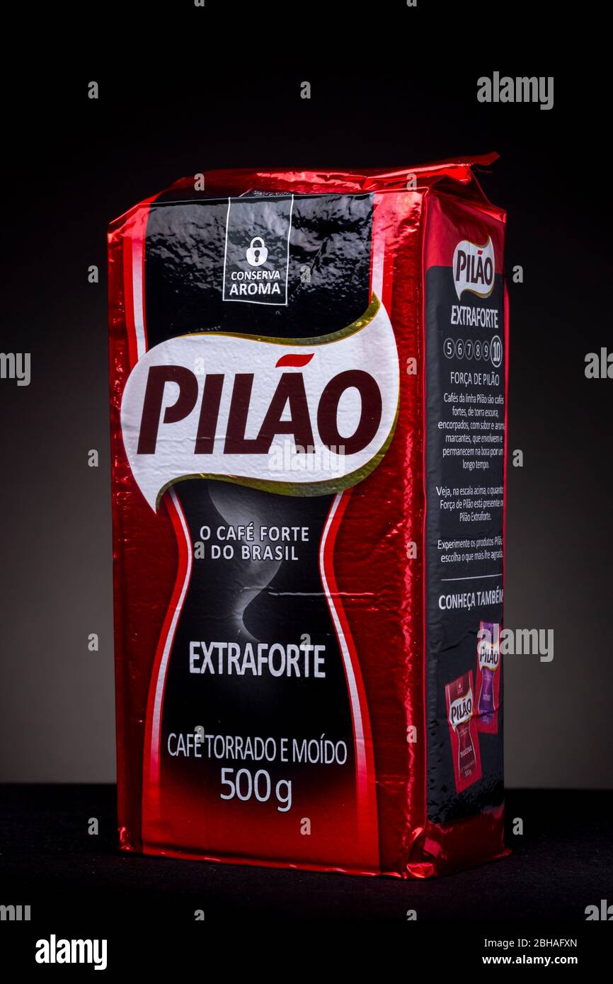 Half a kilo of vacuum packed coffee of Brazilian brand Pilão. Low key ...