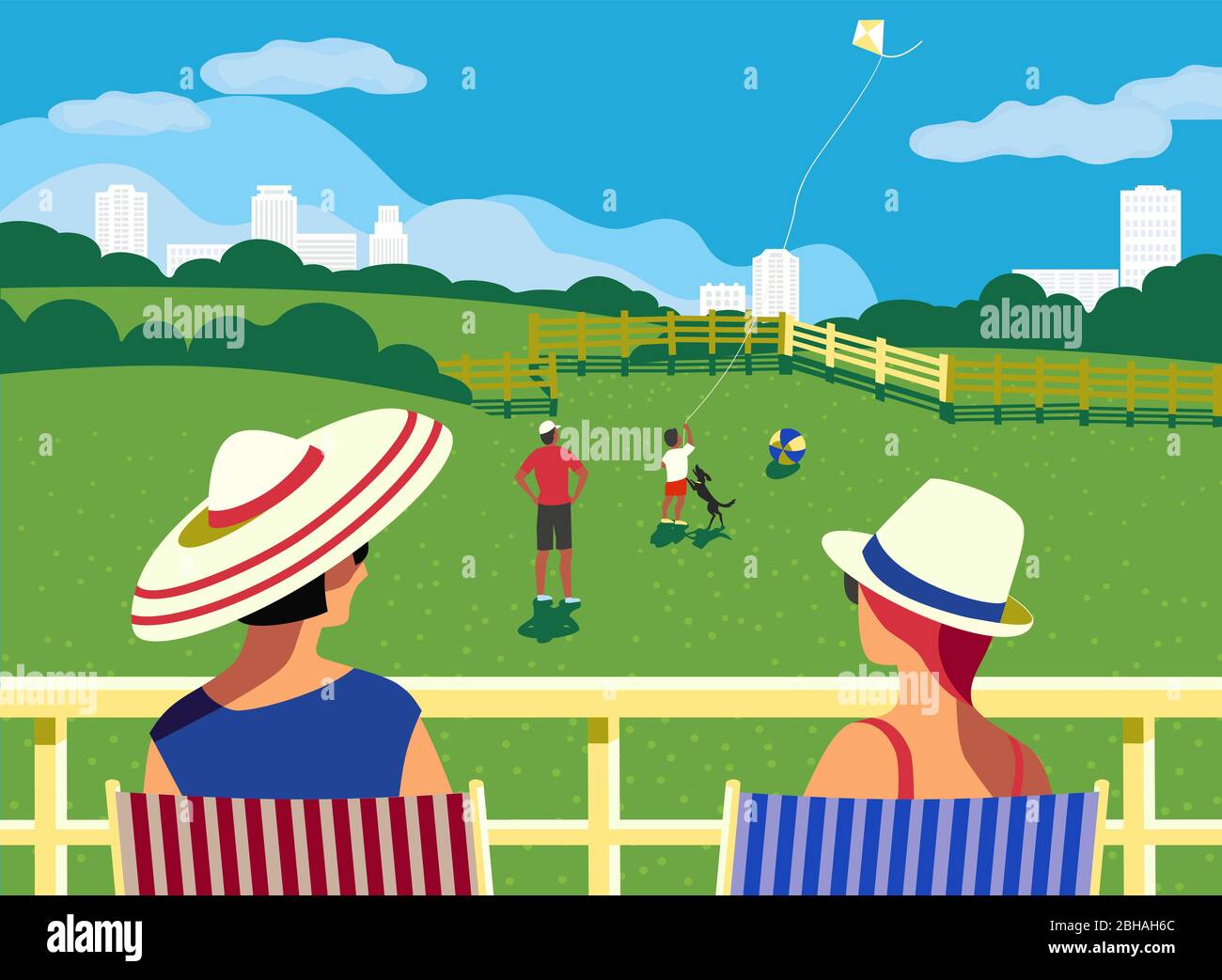 Family staycation at home balcony and backyard in city house flat ...