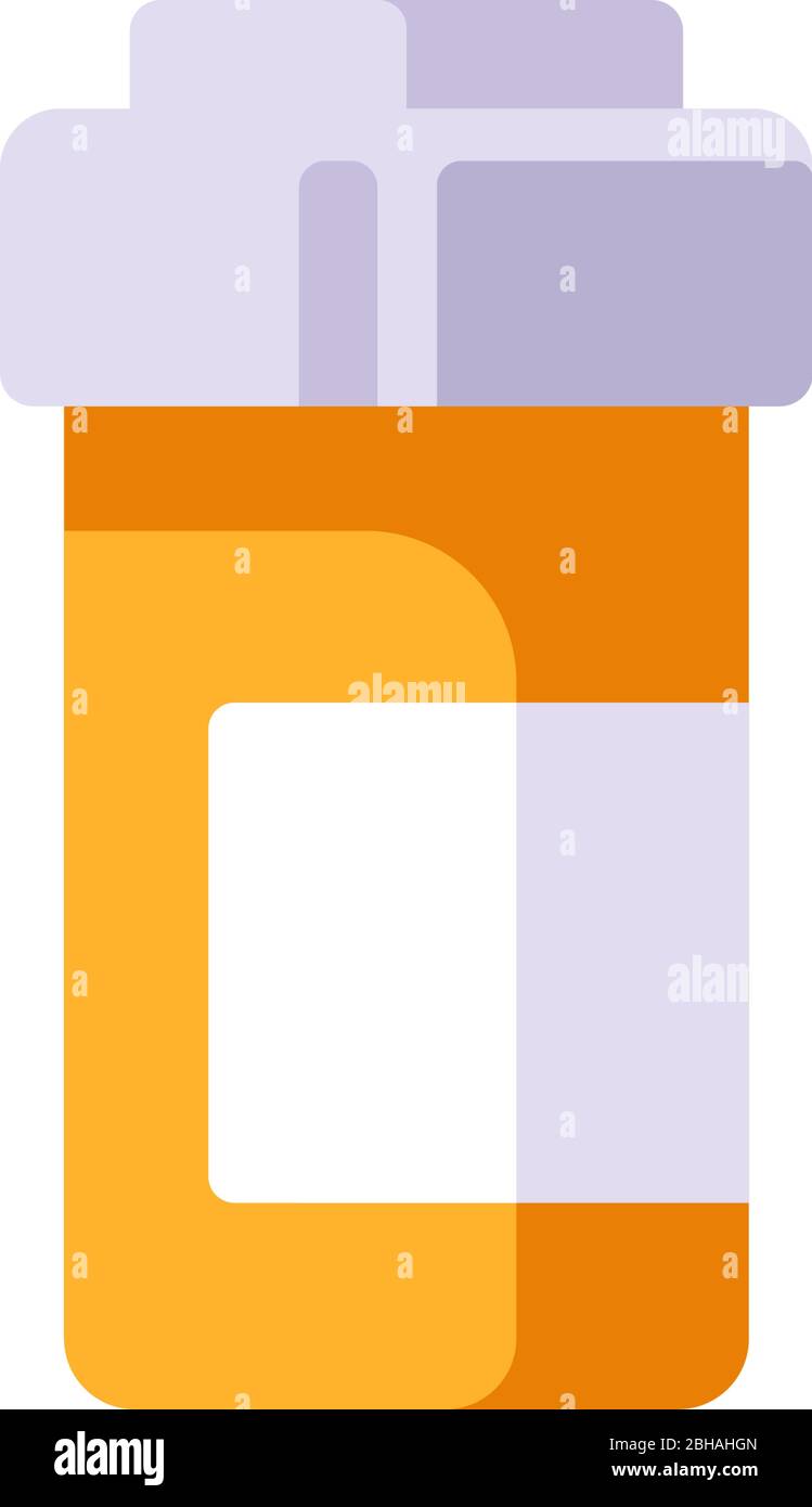 Orange plastic medicine bottle with label vector illustration ...