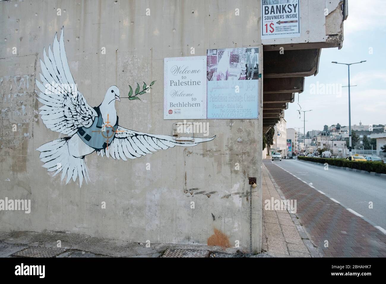 Banksy Art in Bethlehem, Palestine Stock Photo - Alamy