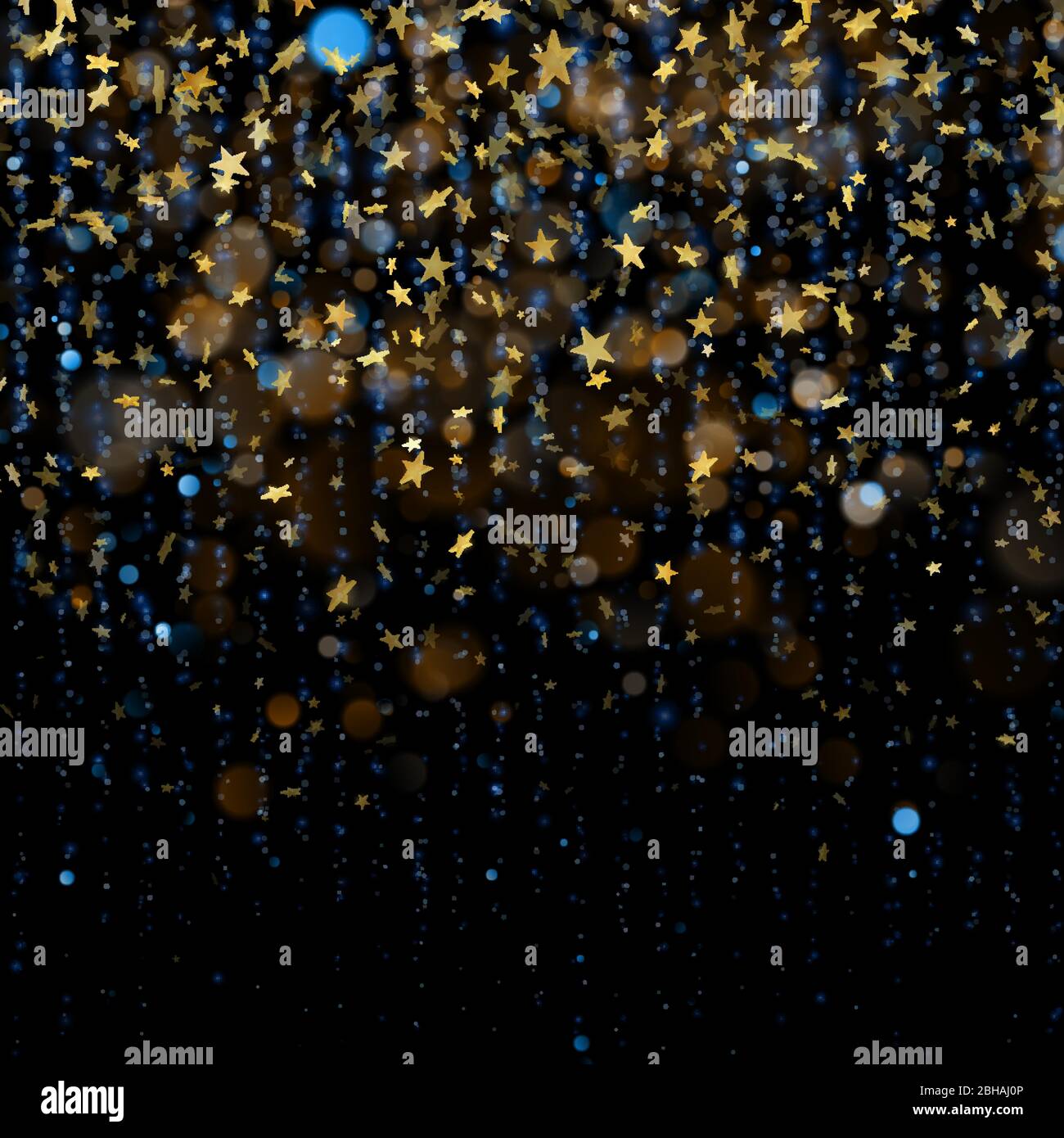 Christmas celebration or abstract concept. Glittering stars on dark ...