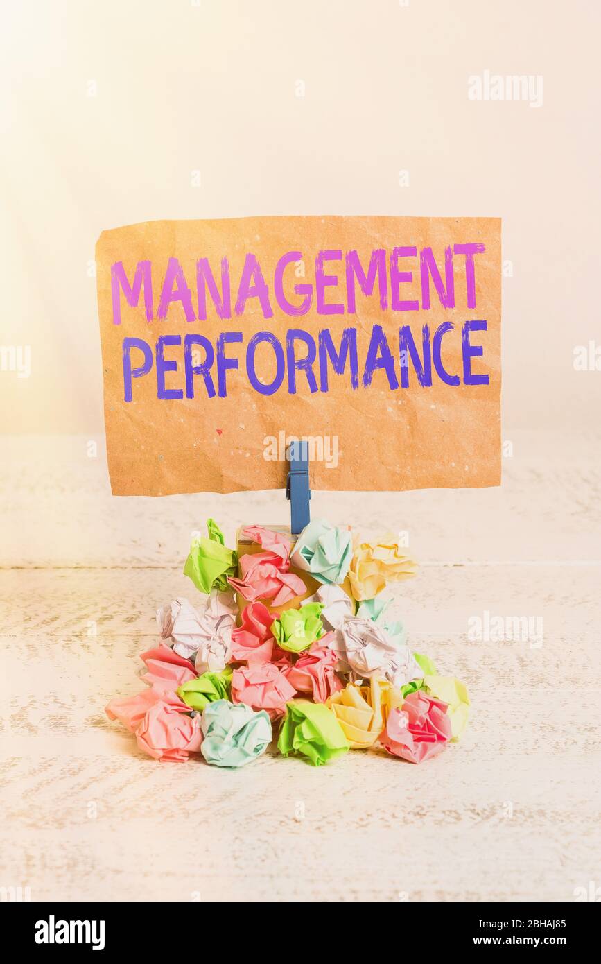 Text sign showing Management Performance. Business photo text feedback ...