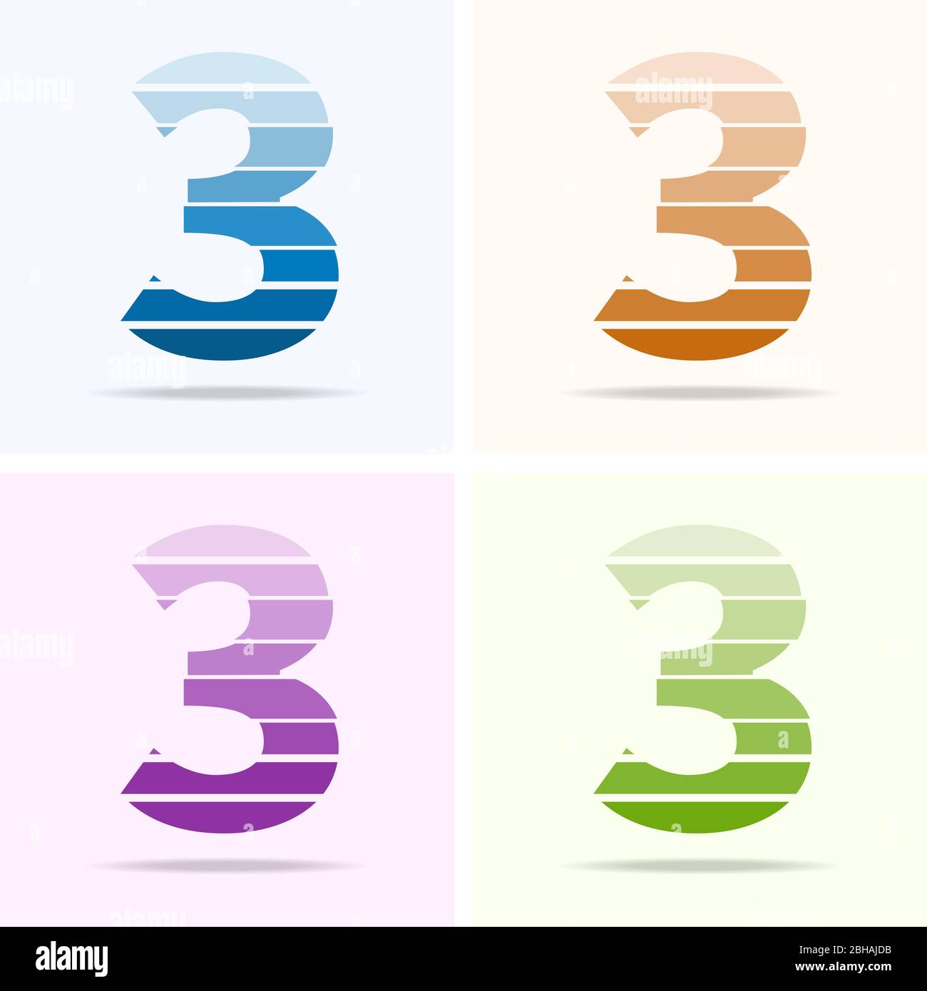 Number 3 logo set, modern emblem, desing element template. Number ...