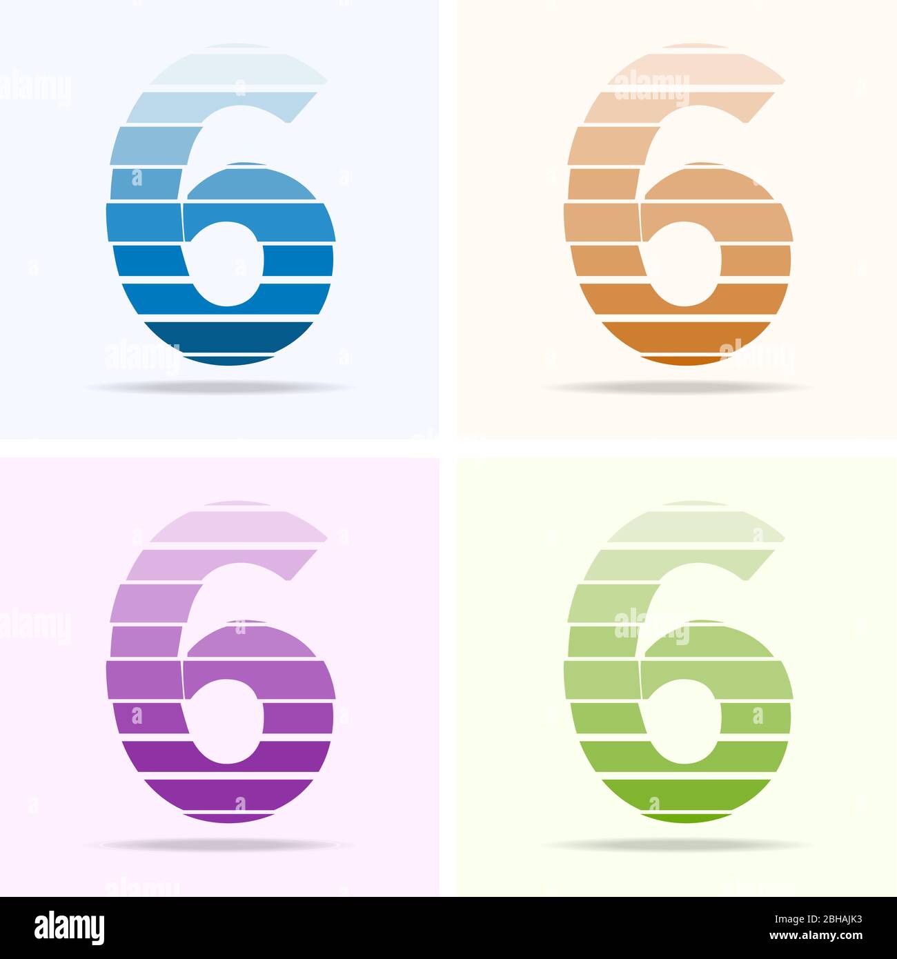 Number 6 logo set, modern emblem, desing element template. Number ...
