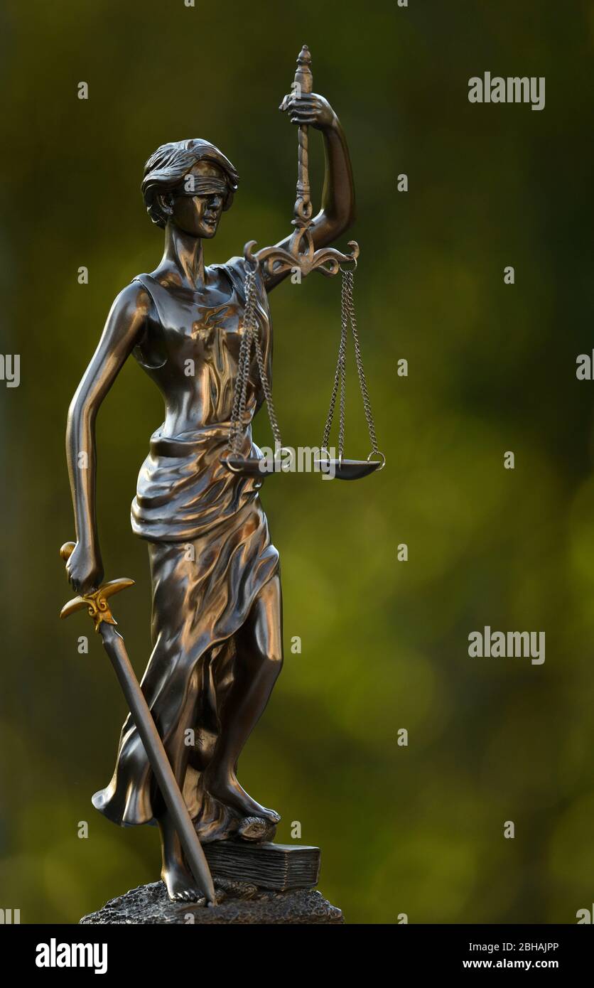 Figure of Justitia with scales, Baden-Wuerttemberg, Germany Stock Photo ...