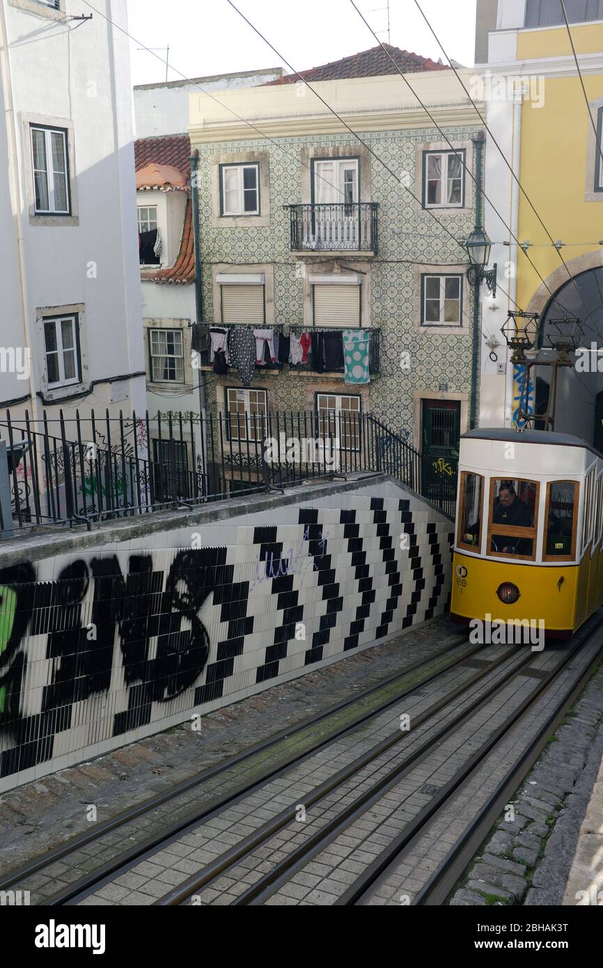 Ascensor da bica in the historic center Stock Photo - Alamy