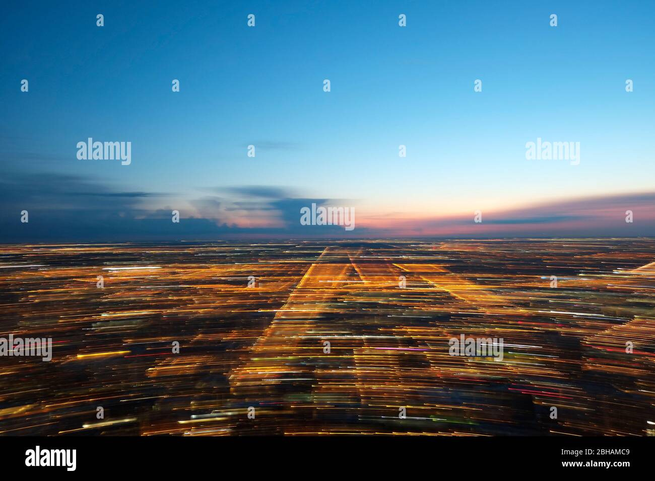 Blurred image of Chicago's West Side achieved during time exposure ...