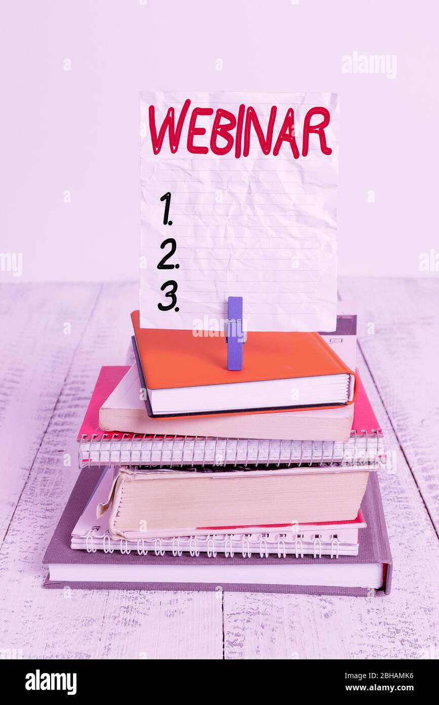 Writing note showing Webinar. Business concept for defined as seminar ...