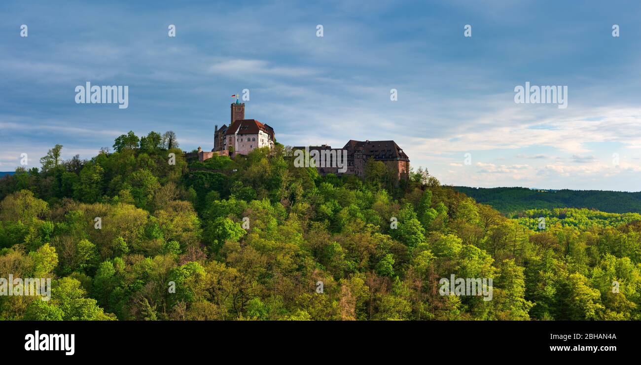 Germany, Thuringia, Eisenach, view over the Thuringian Forest to the ...