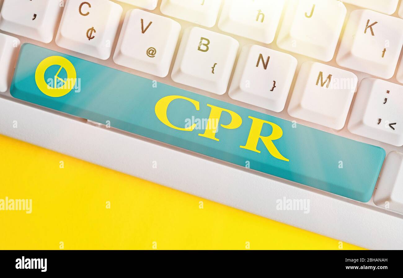 Writing note showing Cpr. Business concept for cardiopulmonary ...