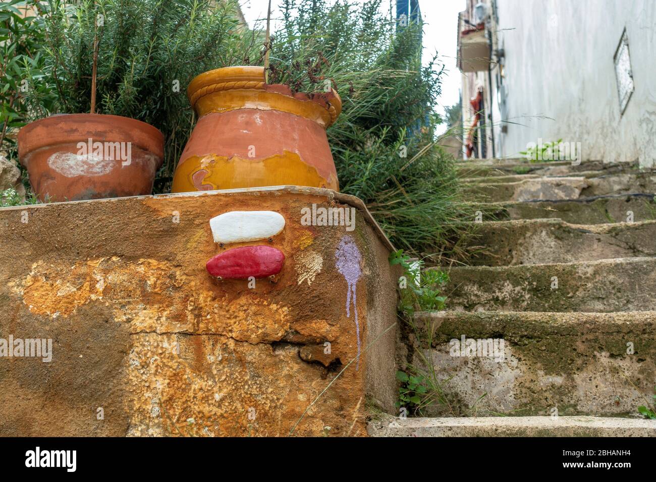 Europe, Spain, Catalonia, Costa Brava, Portbou, waymarking of the GR92 ...