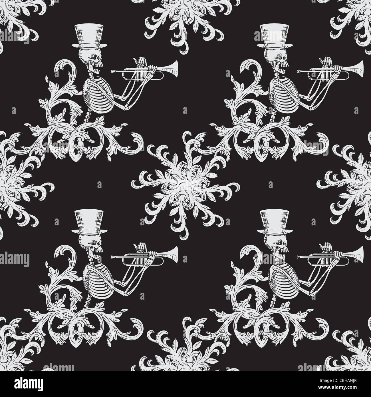 Skeleton playing trumpet Stock Vector Images - Alamy