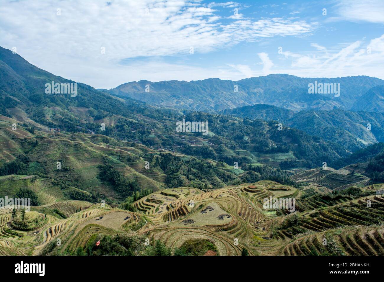 Top view of the Longsheng rice terraced fields (Dragon's Backbone) in ...