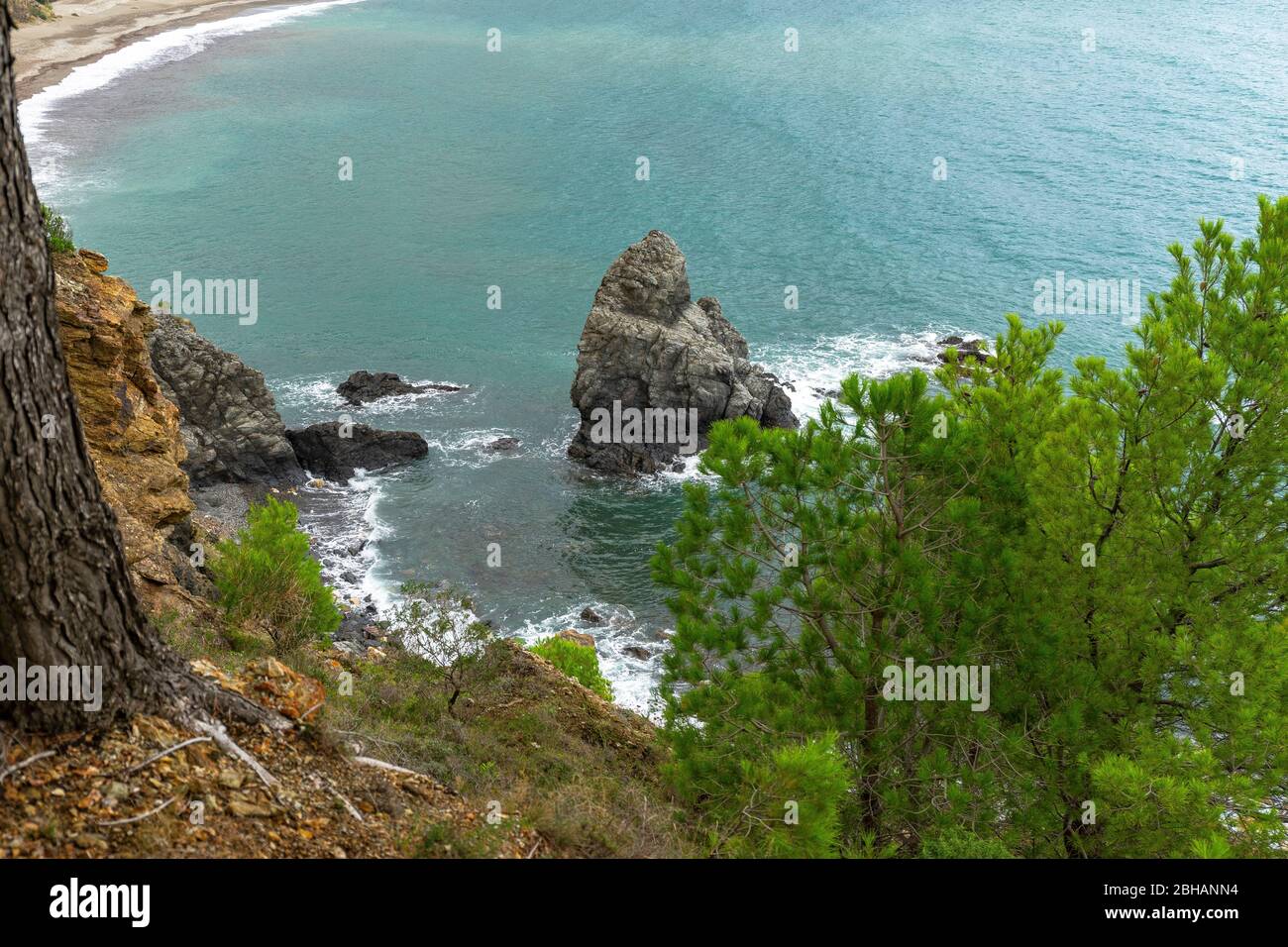 View of the beach platja de between colera llanca hi-res stock ...