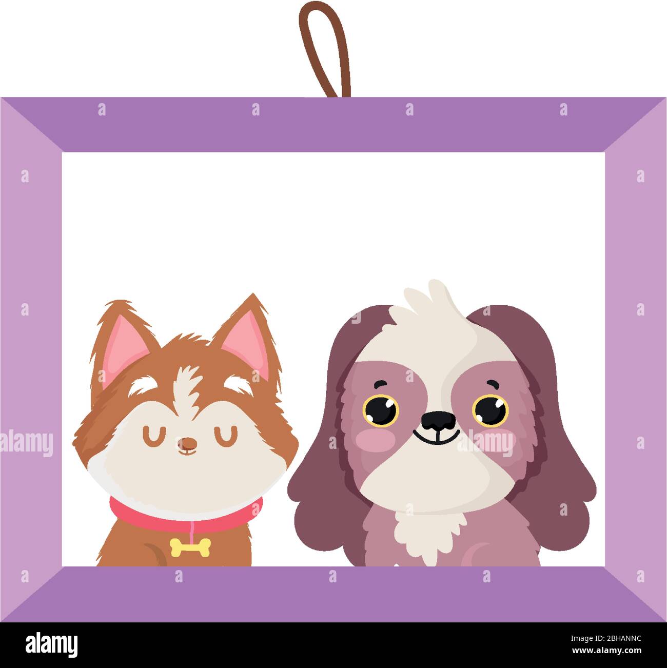 frame picture dogs pet isolated icon white background vector ...