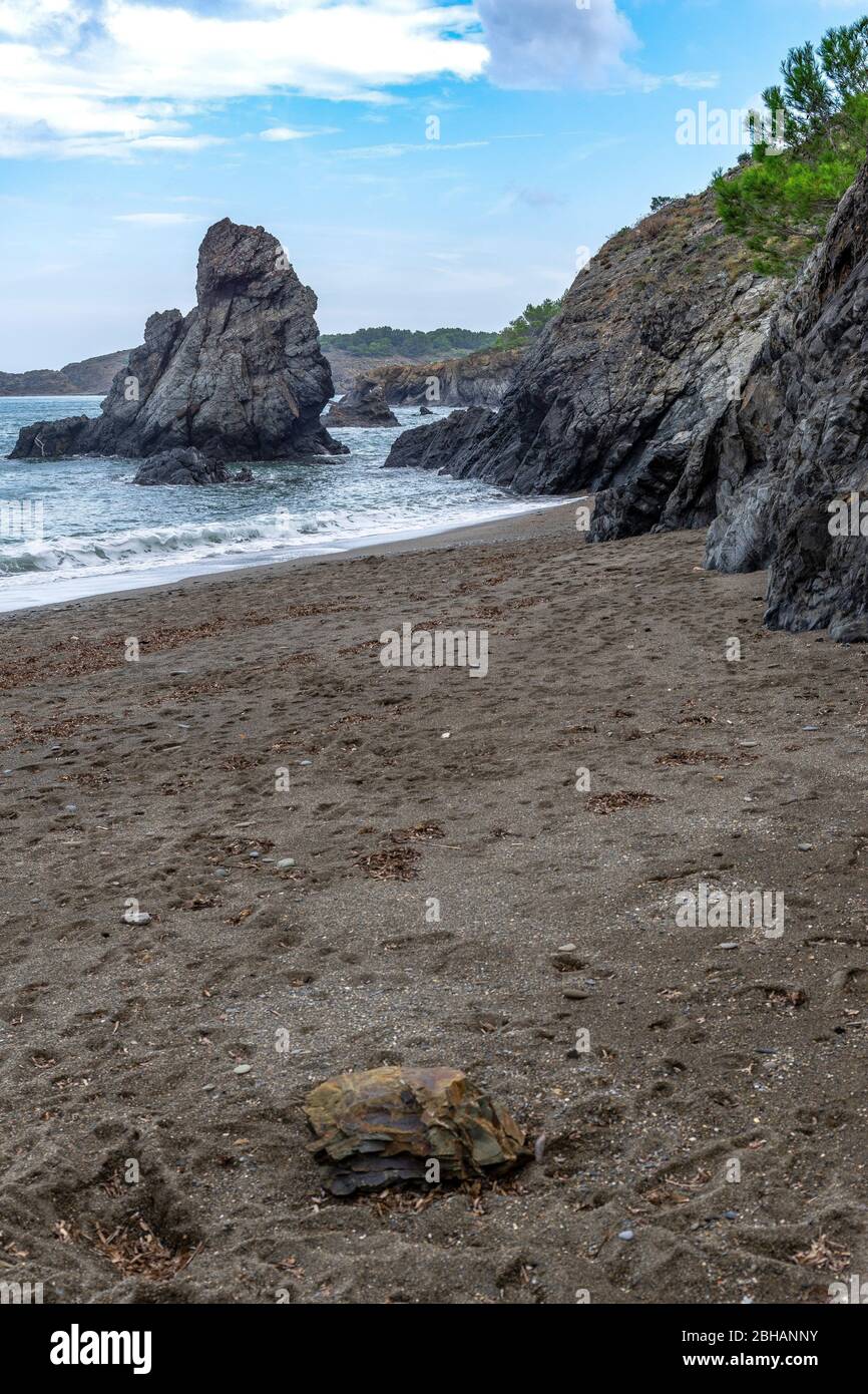 Europe, Spain, Catalonia, Costa Brava, Llancà, Platja de Garbet, view ...