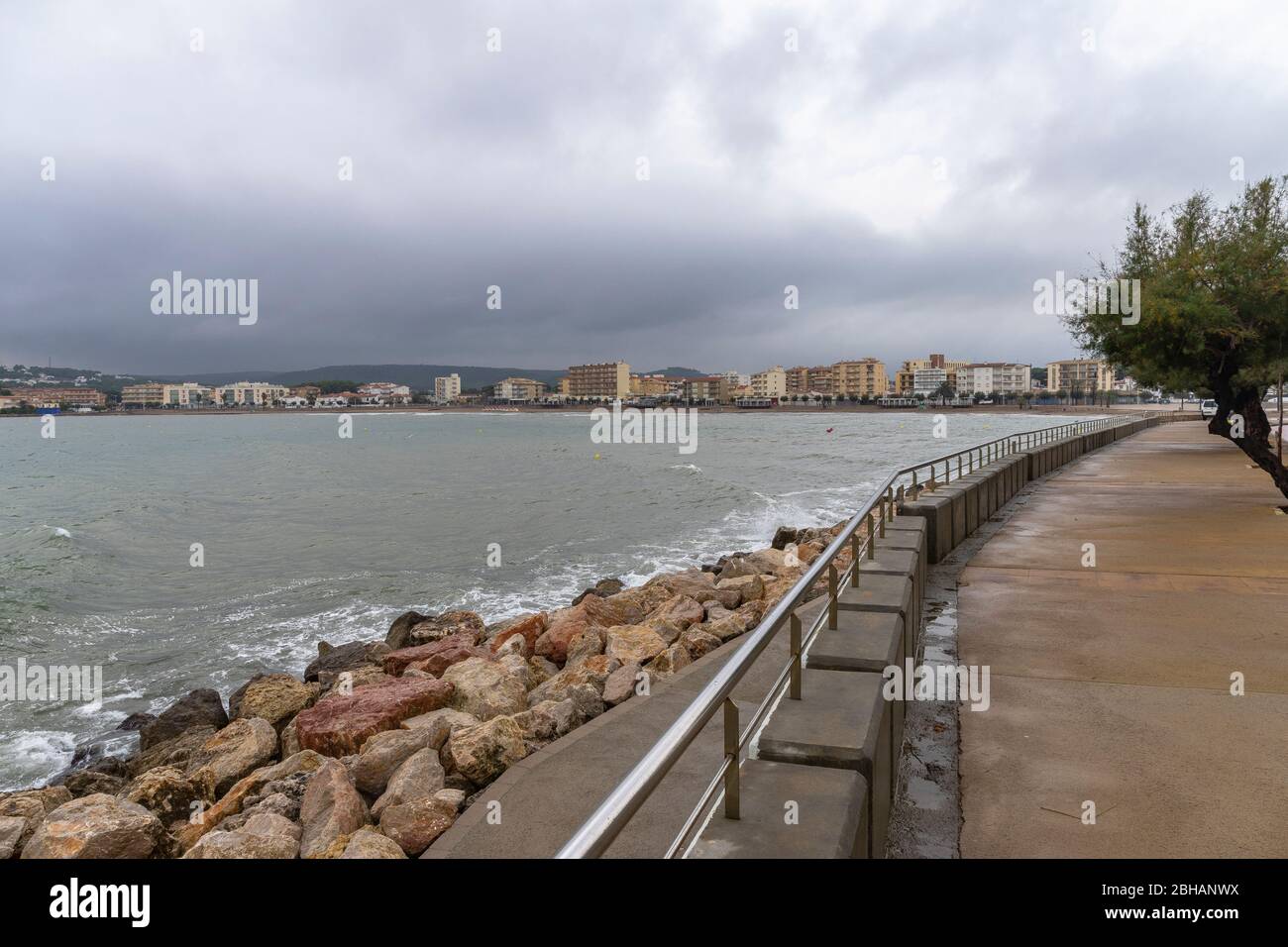 Europe, Spain, Catalonia, Costa Brava, L'Escala, waterfront in L'Escala ...