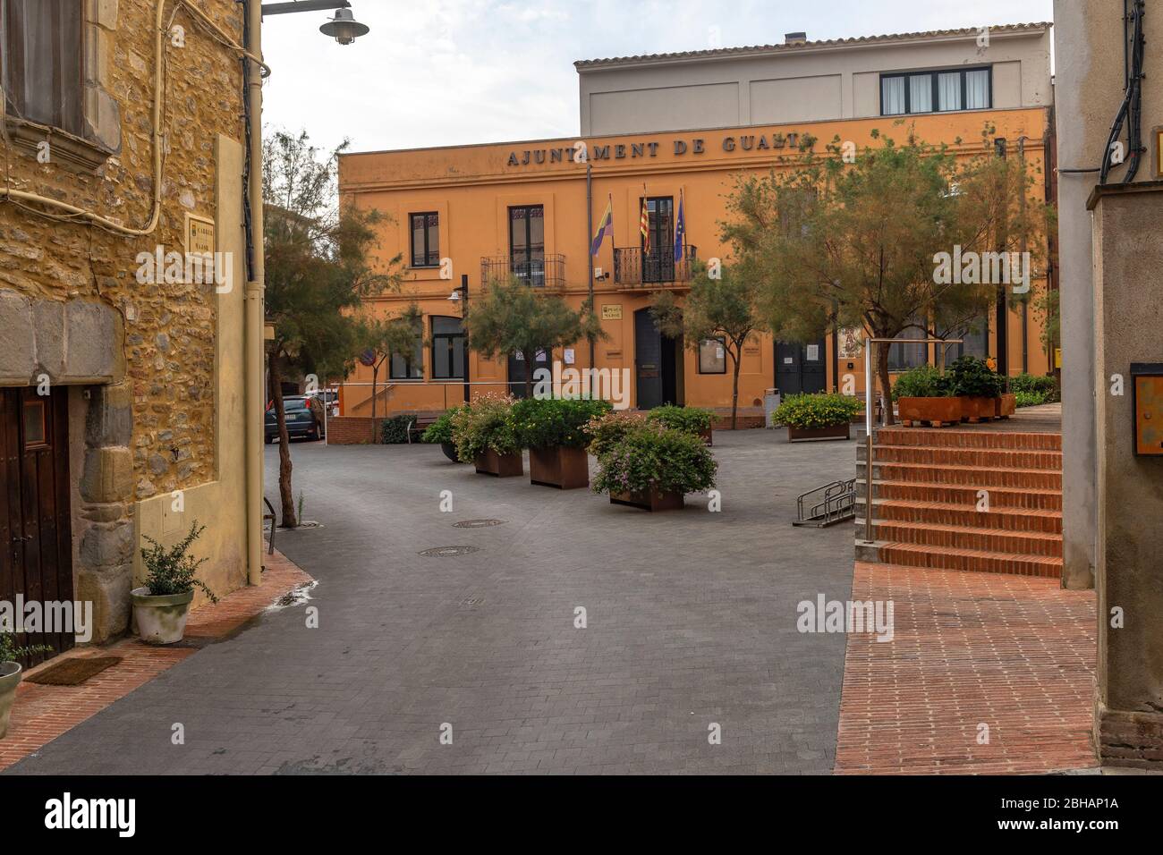 Europe, Spain, Catalonia, Costa Brava, street scene in the small center ...