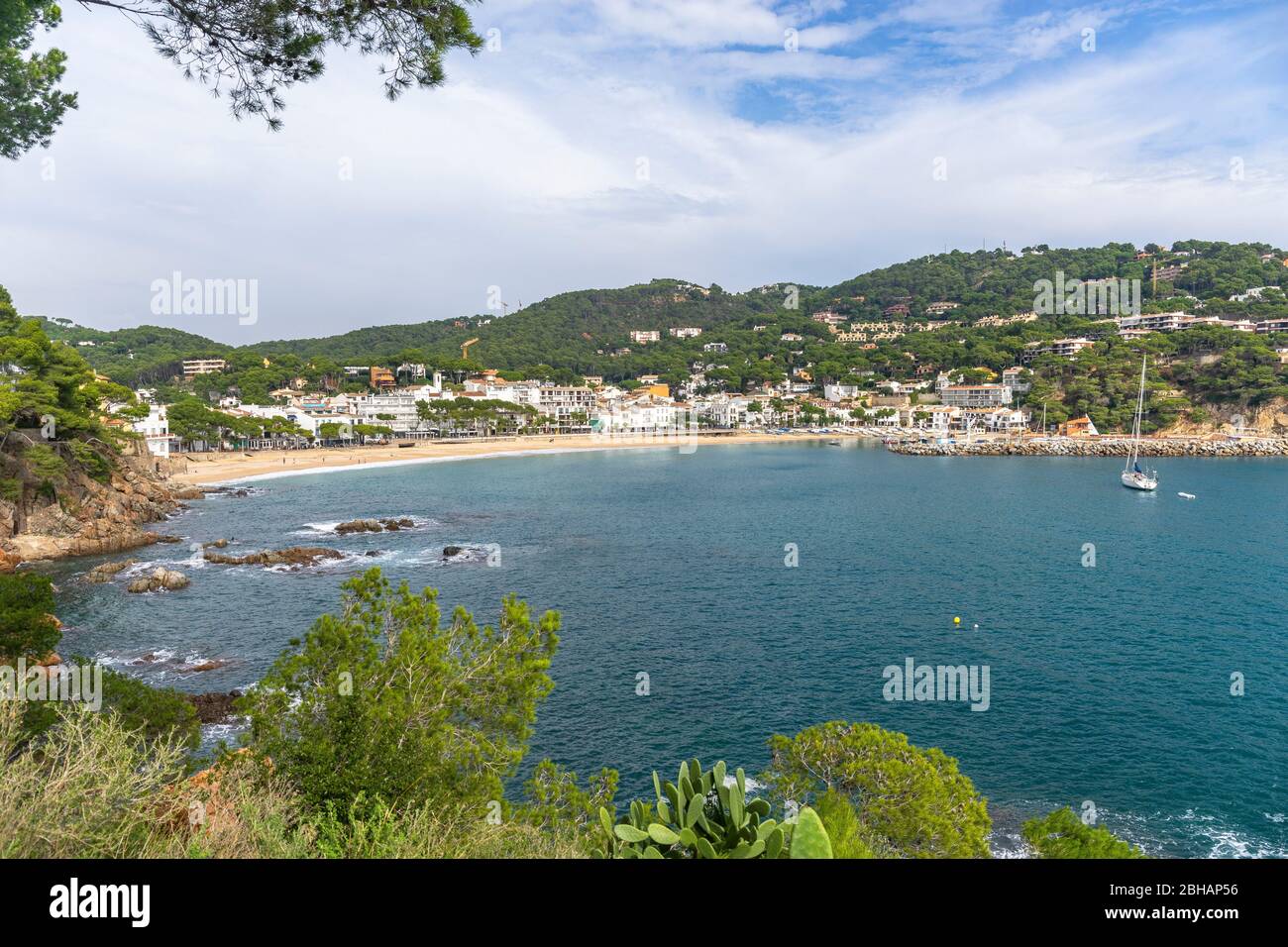 Europe, Spain, Catalonia, Costa Brava, overlooking the Bay of Llafranc ...