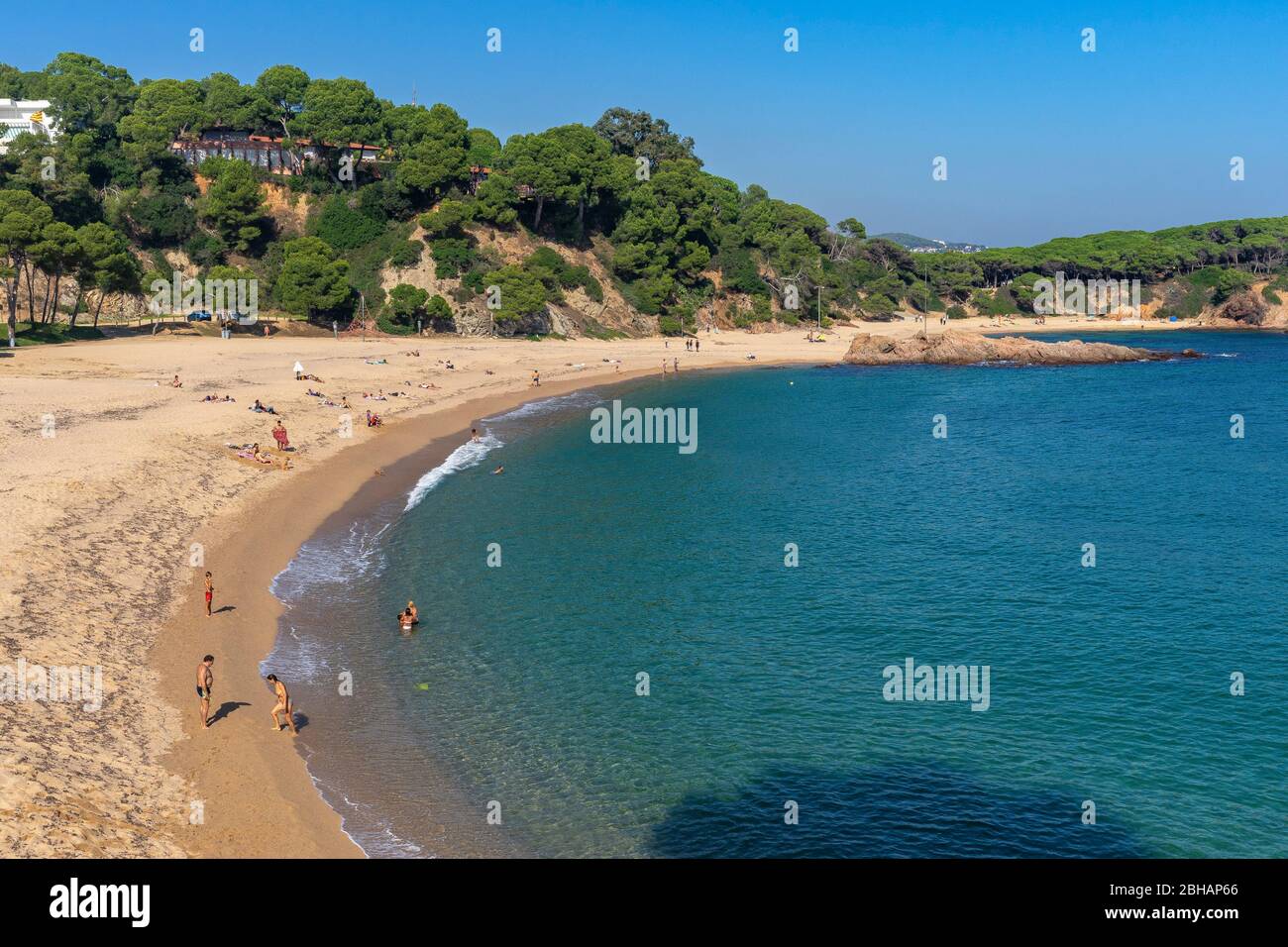 Europe, Spain, Catalonia, Costa Brava, view of the beach Sa Conca at S ...