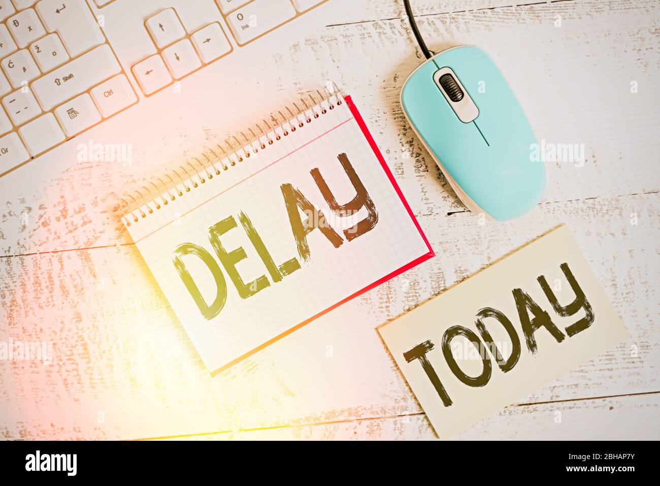 Writing note showing Delay. Business concept for Unplanned deferment of ...