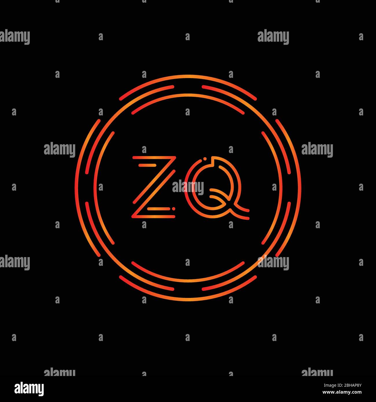 Initial ZQ Logo Design Vector Template. Digital Circle Letter ZQ ...