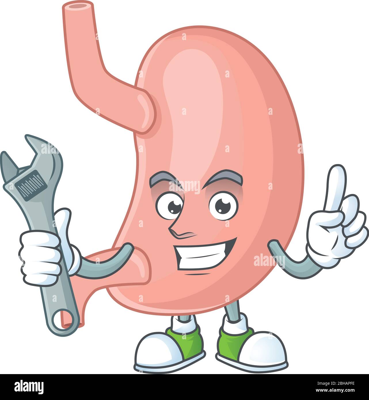A mechanic stomach mascot character fix a broken machine Stock Vector ...