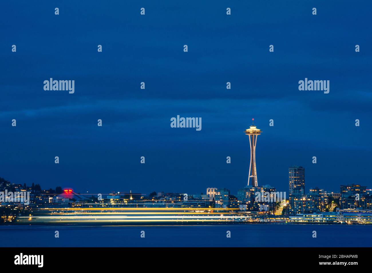 Illuminated city at night, Seattle, Washington, USA Stock Photo - Alamy
