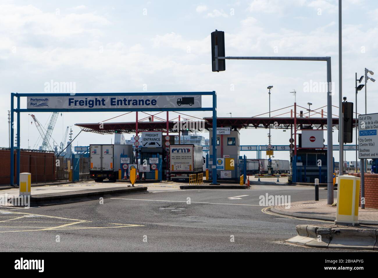 the exterior of the freight entrance to the international ferry port at ...