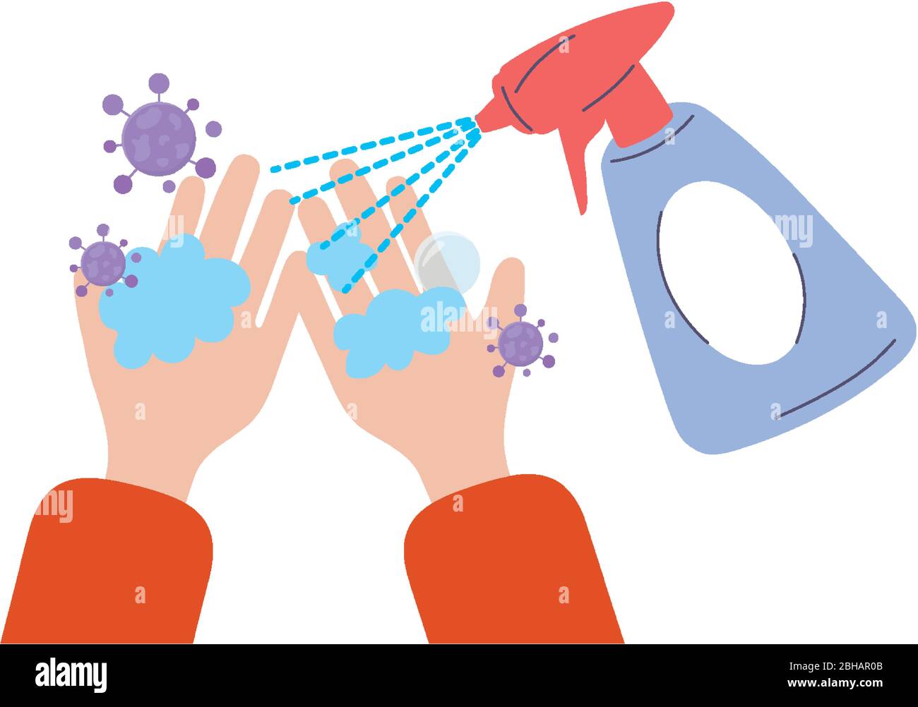 covid 19 quarantine, spraying disinfectant hands, prevention vector ...