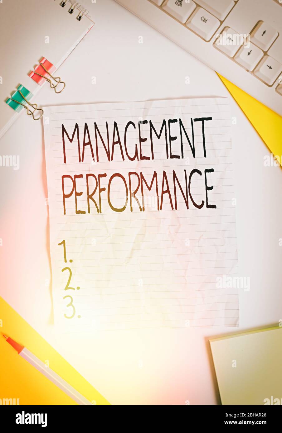 Writing note showing Management Performance. Business concept for ...