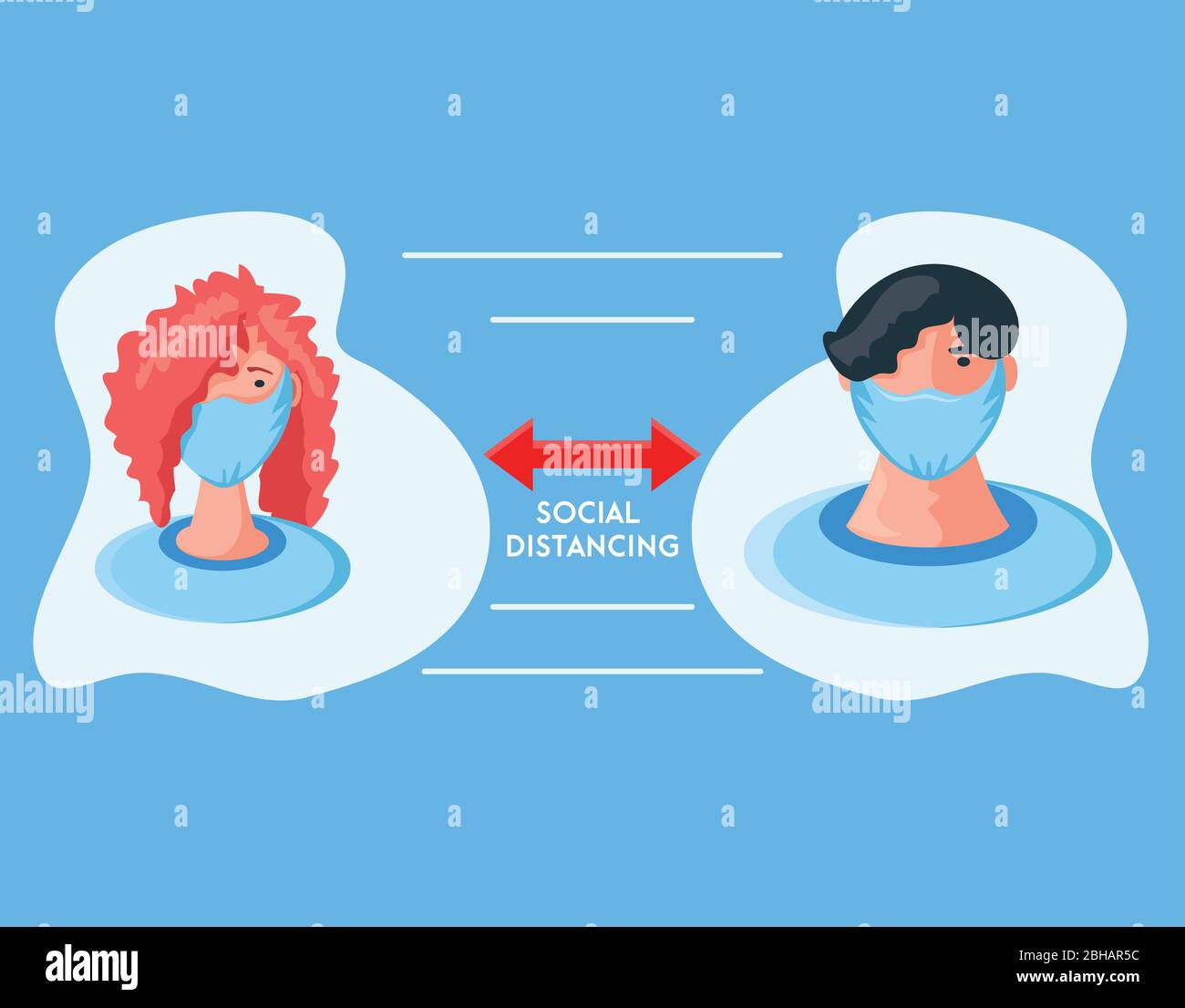 infographic with people social distance, stay safe by keeping a ...