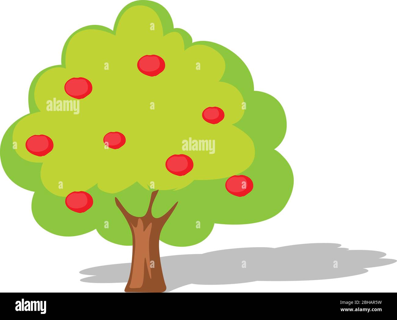 Apple tree flat design illustration isolated on white Stock Vector ...
