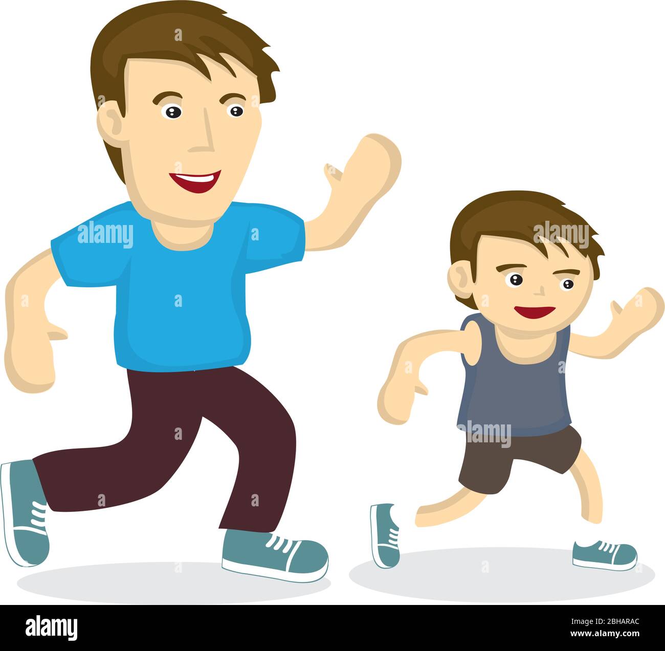 Father and son exercise together showing the strong bonding between ...