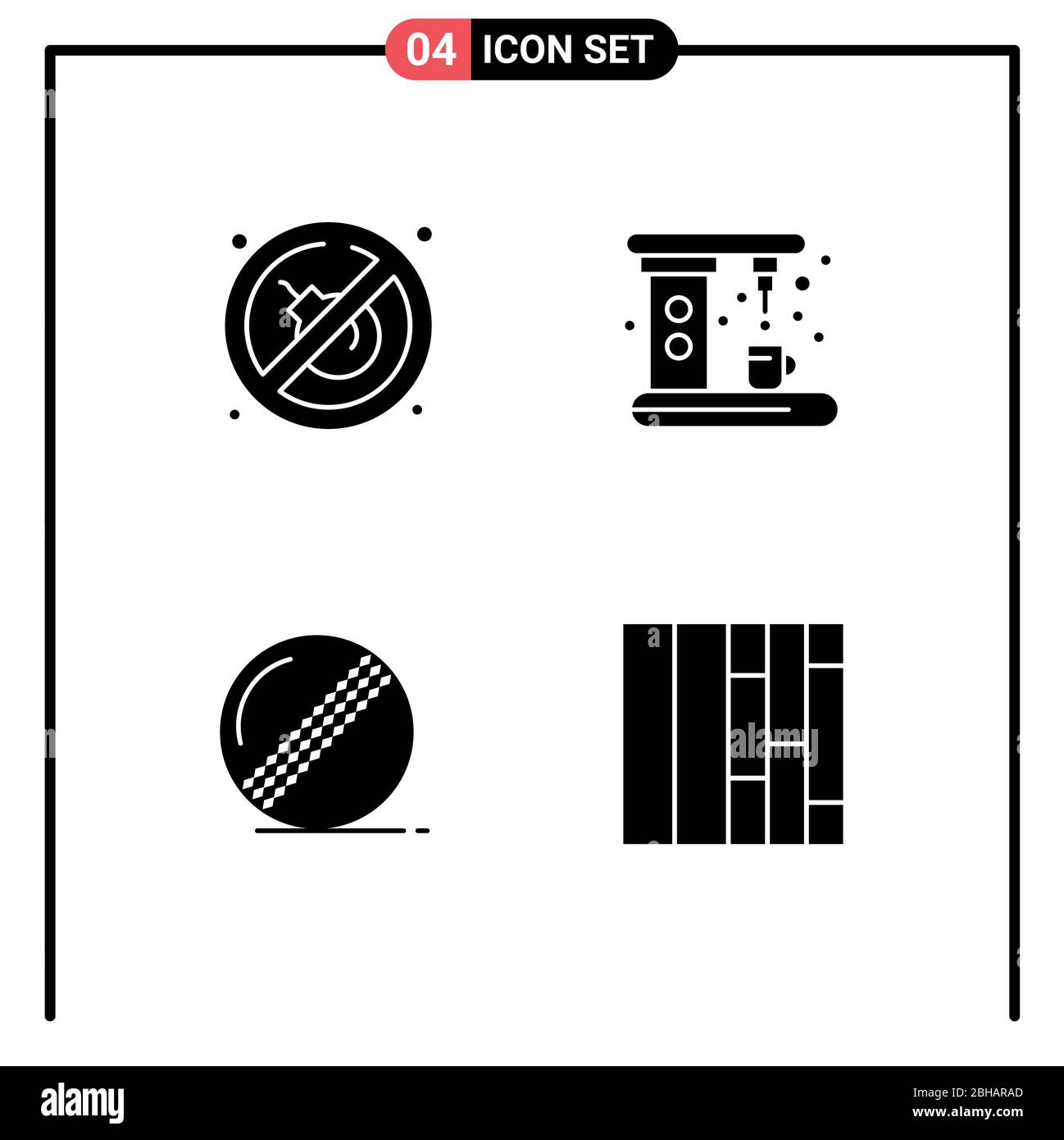 Set of 4 Modern UI Icons Symbols Signs for fire, bowler, appliances ...