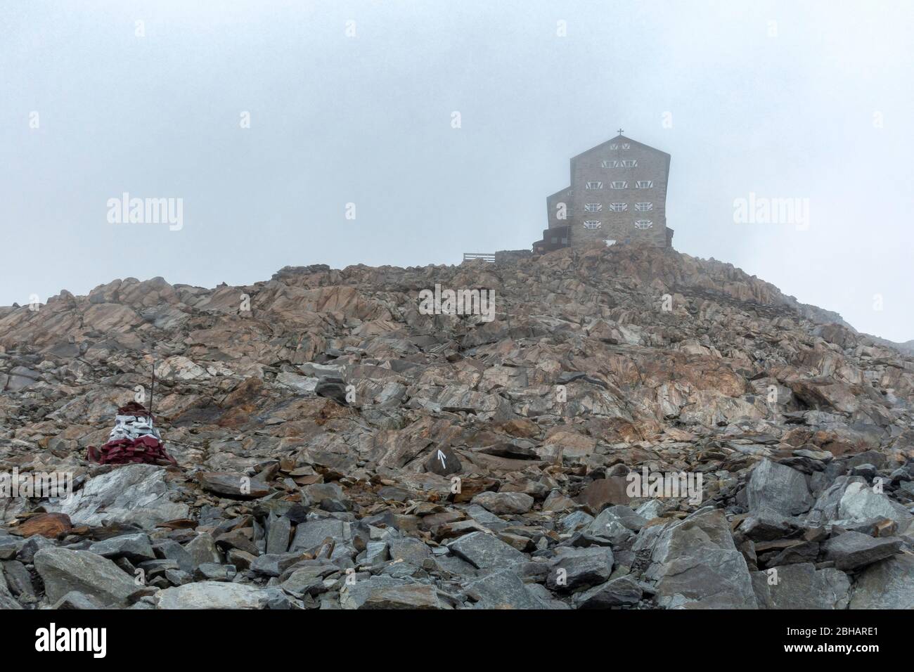 View of the brandenburg house in the otztal alps hi-res stock ...