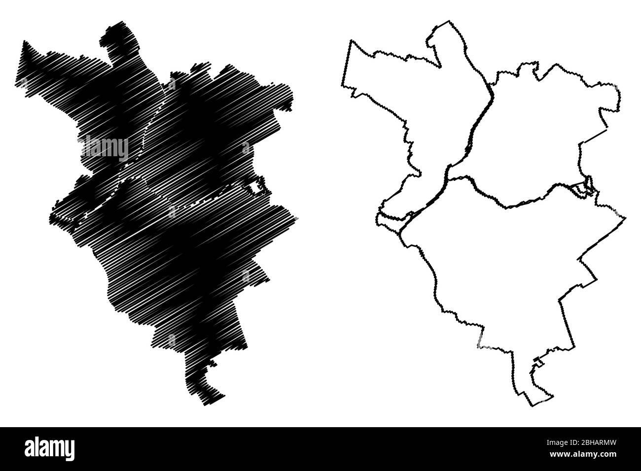 Le Mans City (French Republic, France) map vector illustration, scribble sketch City of Le Mans ...