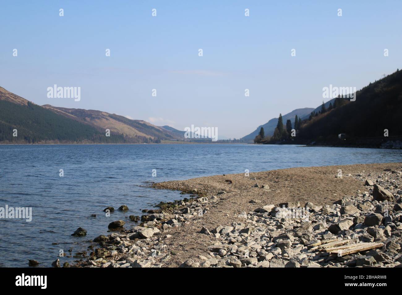 View north east along the shoreline of Loch Lochy, Caledonian Canal ...